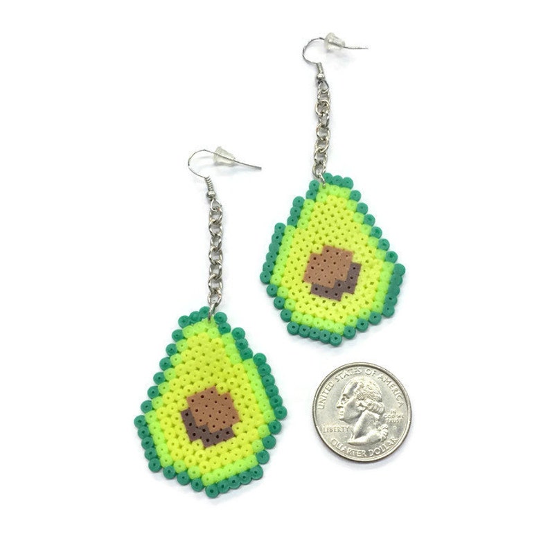 Avocado on a Chain Earrings - Mini Perler Beads, Mini Hama Beads, Fuse ...