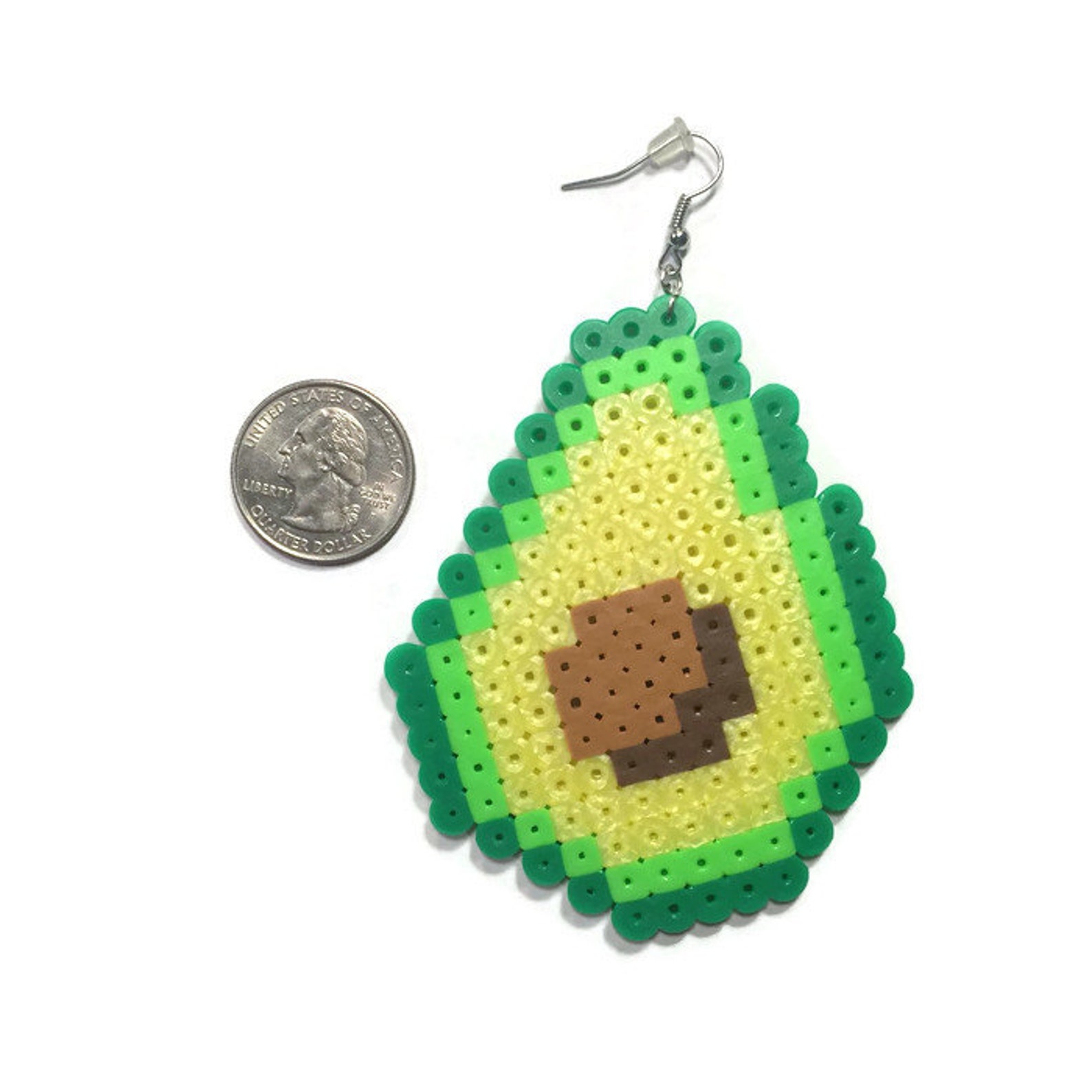 Avocado Pixel Earrings - Perler Beads, Hama Beads, Fuse Beads, Emoji ...