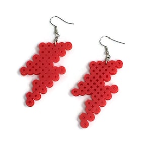 Lightning Bolt Pixel Earrings - Perler Beads, Hama Beads, Fuse Beads ...