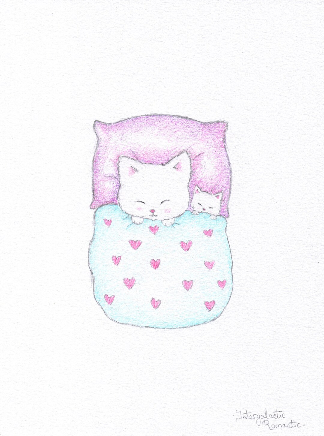 Naptime Snuggle Kitties - Signed Original Drawing - 15.4 X 20.5 Cm - Etsy