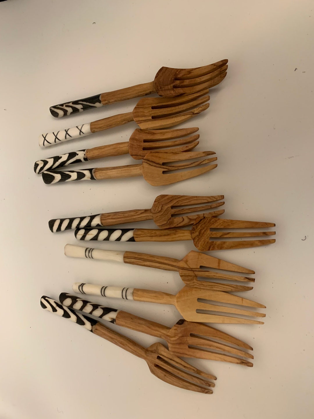 Assorted Wooden Forks. Wholesale Comes in 12 Pieces. Cowbone Handles ...