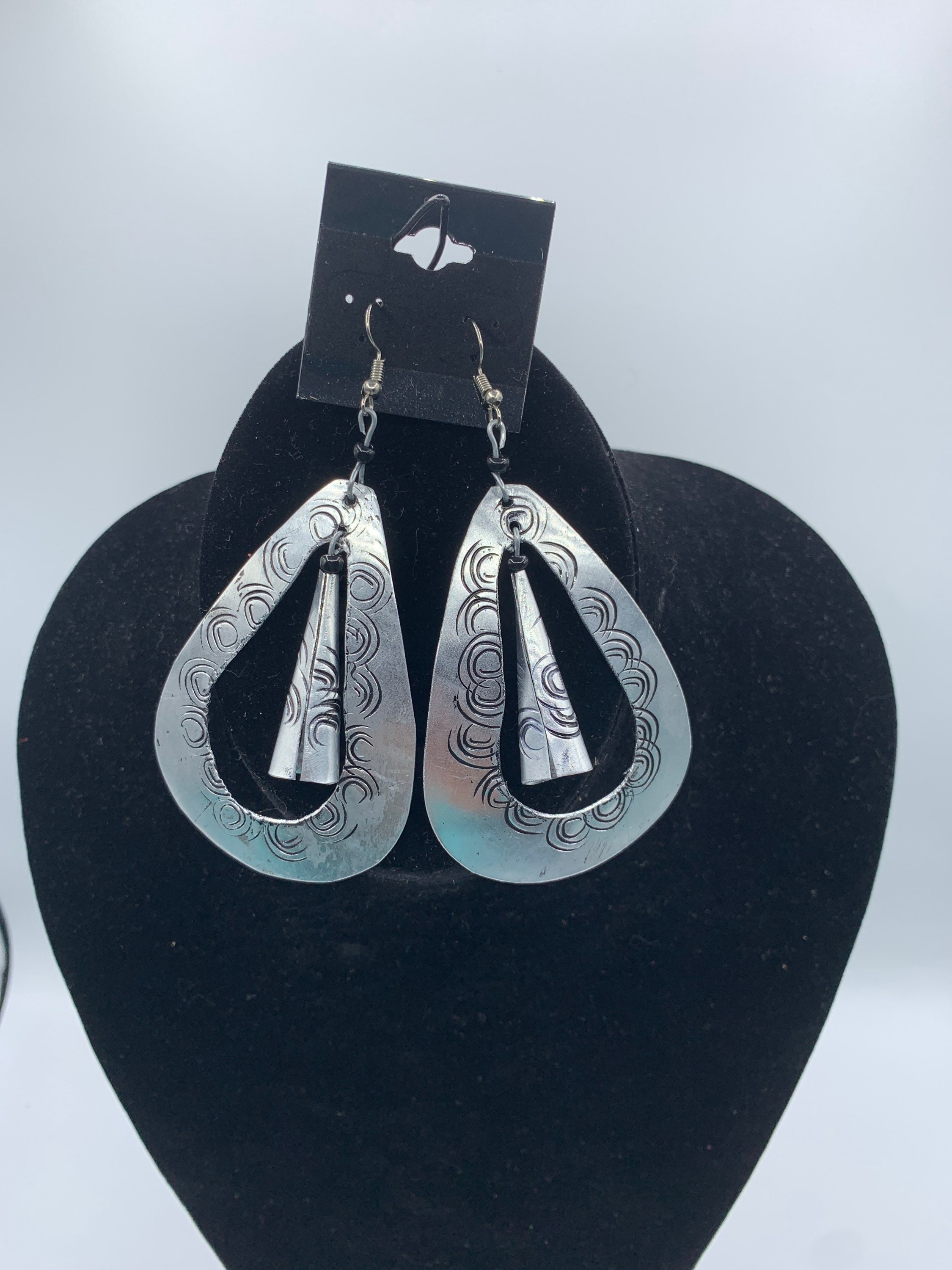 Aluminum bell shaped earrings with Dangling Pendant | Etsy