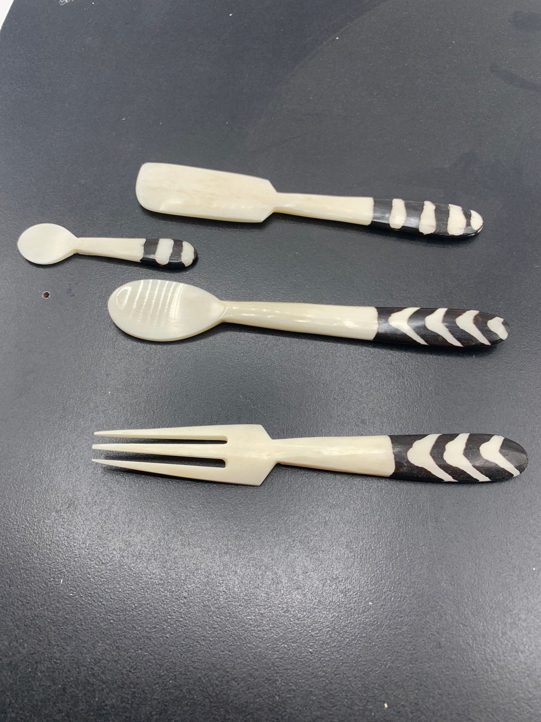 A Set of Cow Bone Utensils ( One Spoon, One Fork and One Butter Knife ...