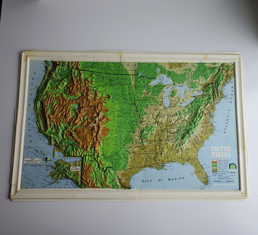 Vintage United States Map Distributed by Replogle Globes - Etsy Australia