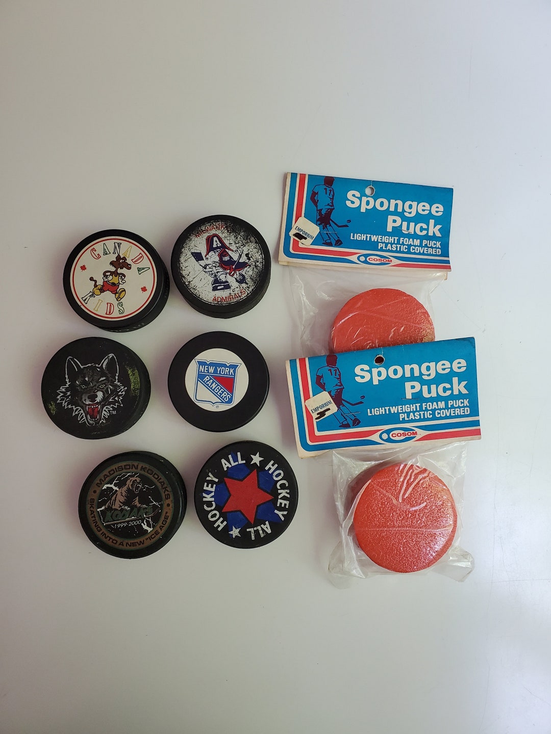 Vintage Hockey Pucks PICK 1: Vintage New York Rangers, 80's Cosom ...