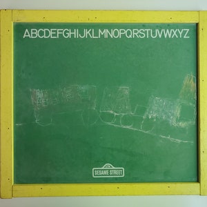 Vintage Sesame Street Chalkboard + Double Sided White Board 80's Kids ...