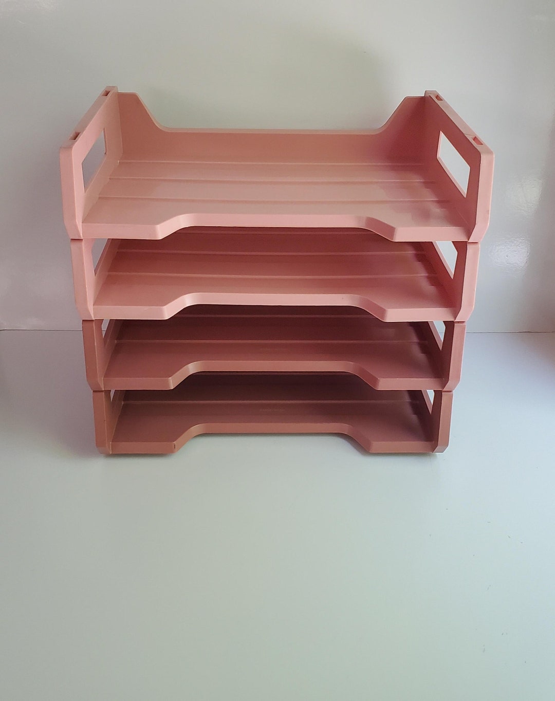 90's Pink Stak-ette Desk Tray File Storage by Rogers (4 Total Trays ...