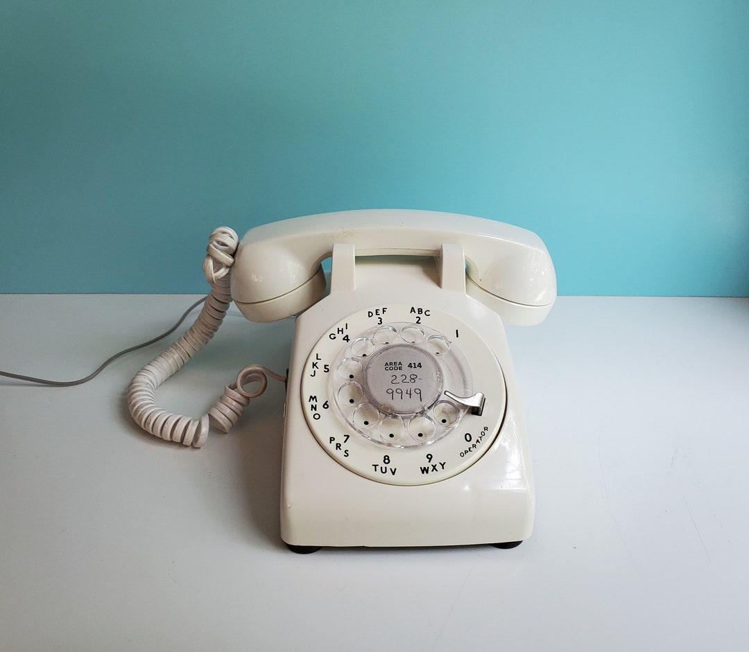 Vintage Western Electric White Rotary Phone off-white Telephone Bell ...