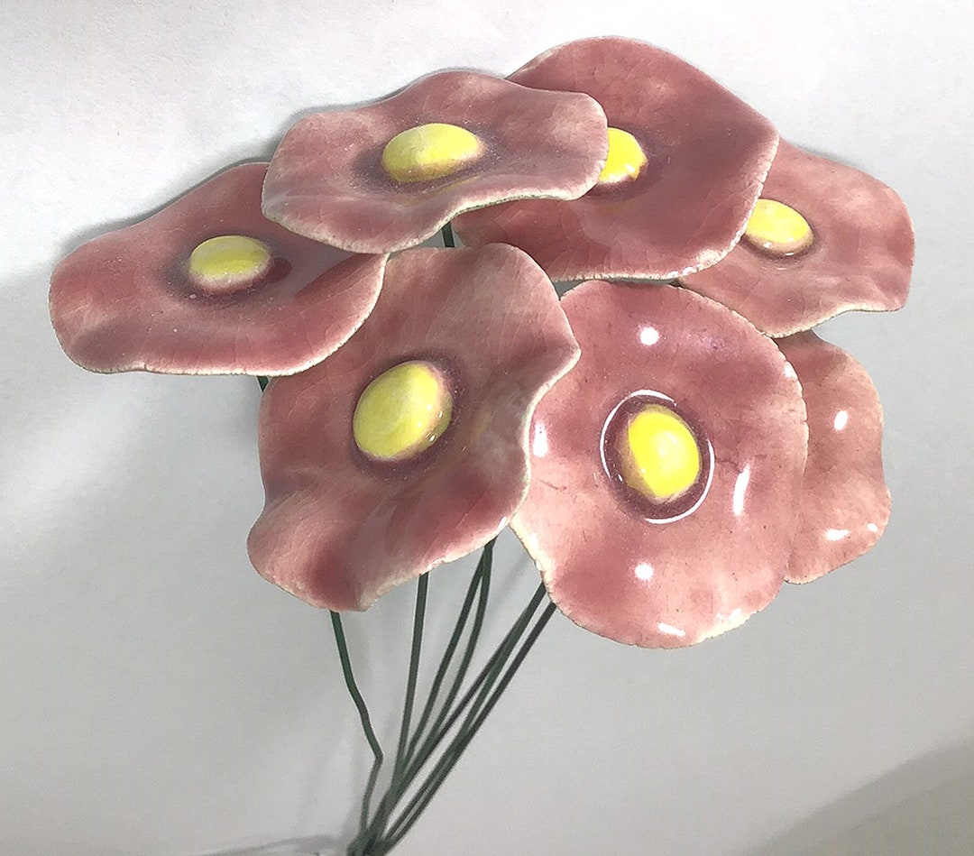 8 Pinkish Polish Ceramic Roses Pantone Crabapple Dusty Rose Made in ...