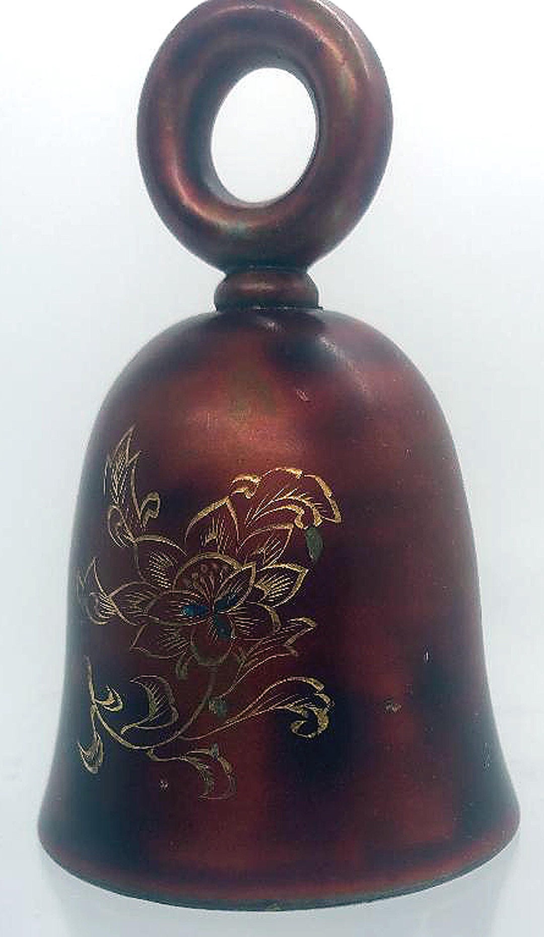 Vintage Red Hanging Bell With Floral Gold Etching Silver Inside Classic ...