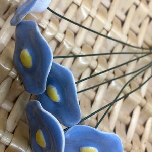 5 Light Blue Ceramic Flowers Made in Poland Crafts Decor Floral Art 10 ...
