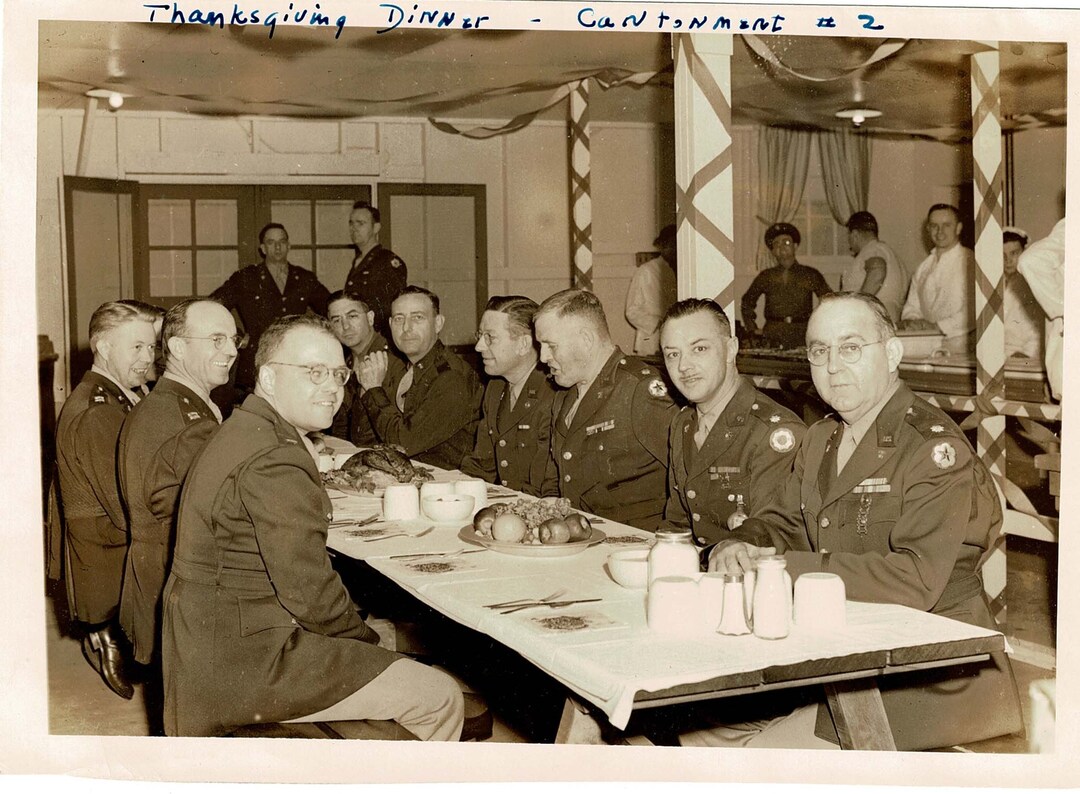 Camp George Jordan 1943 Vintage Photo Officers Celebrate Thanksgiving ...