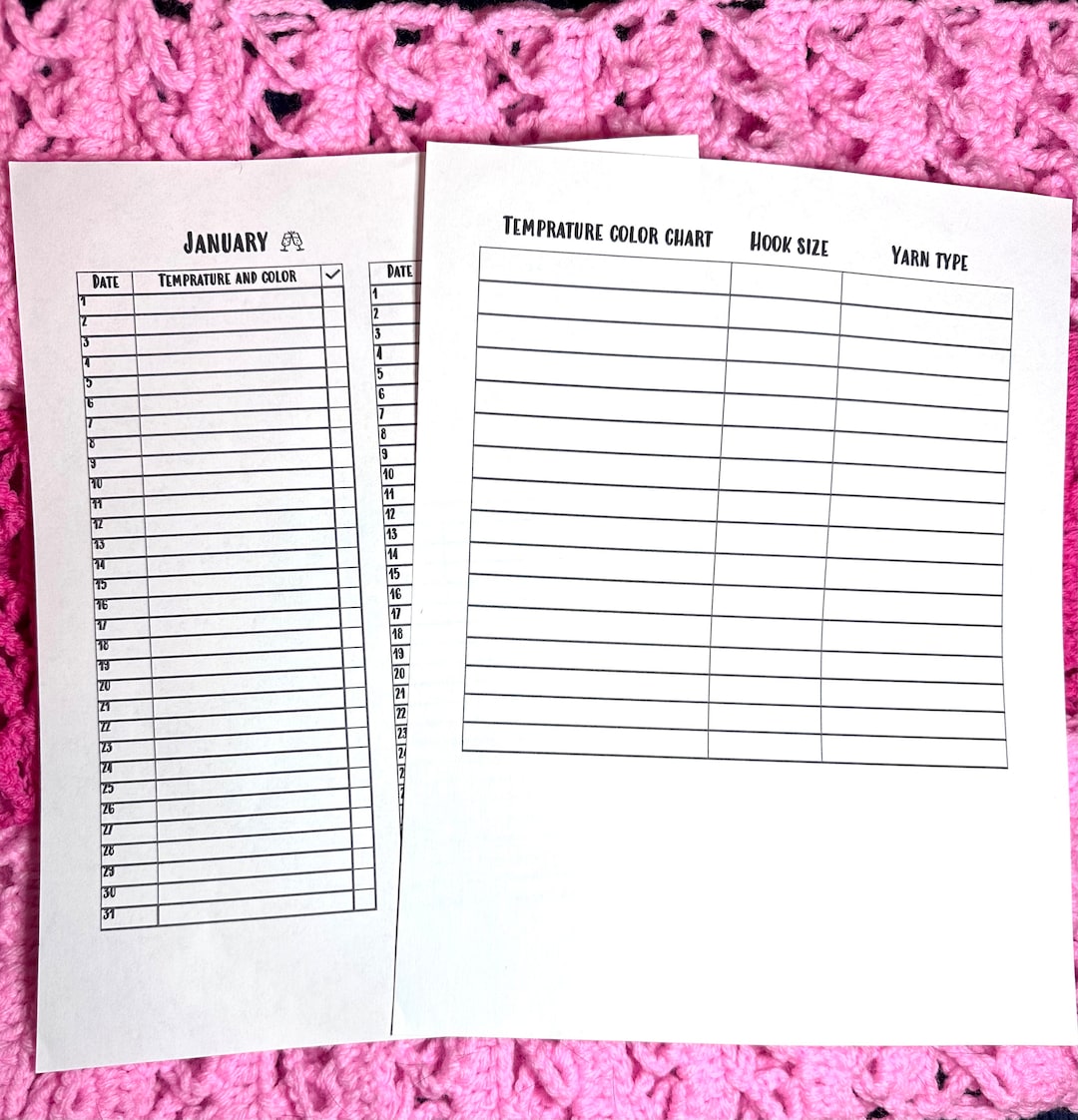 Temperature Project Chart - Color Version - Etsy