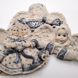 Sarah's Angels Fridge Magnets Set of 3 With Blue Trim Made of Resin Pre ...