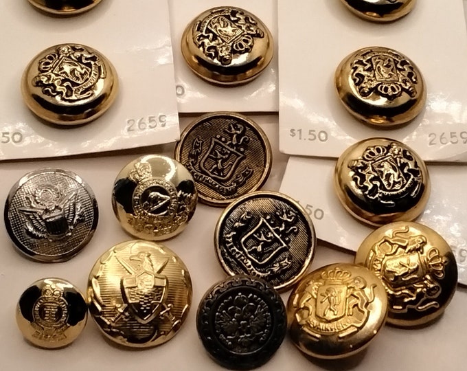 Coats of Arms Metal Buttons for Sewing and Crafts - Mixed Lot of 16 New ...