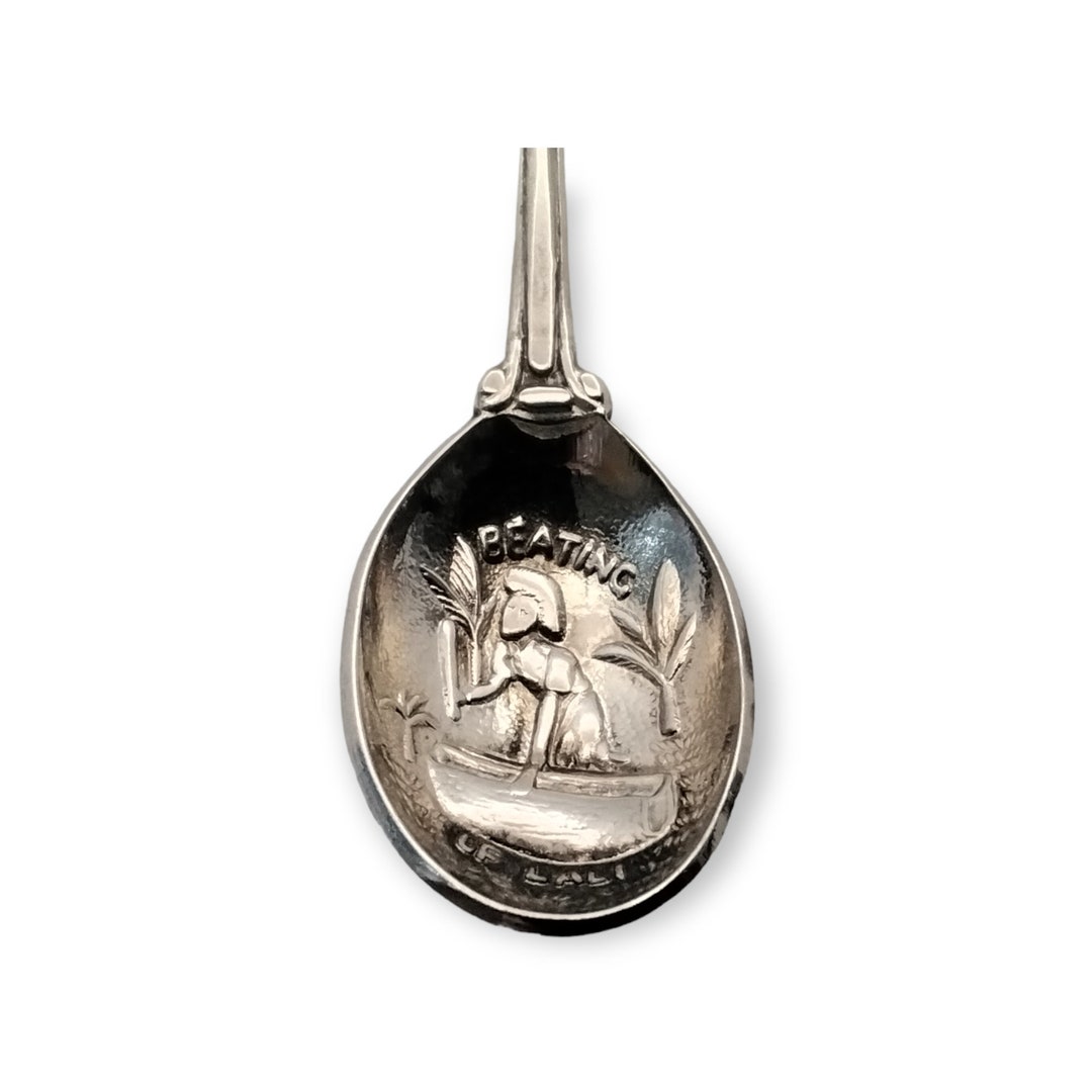 Fiji Souvenir Spoon Fijian Lali Drum With Tropical Trees Finial and ...