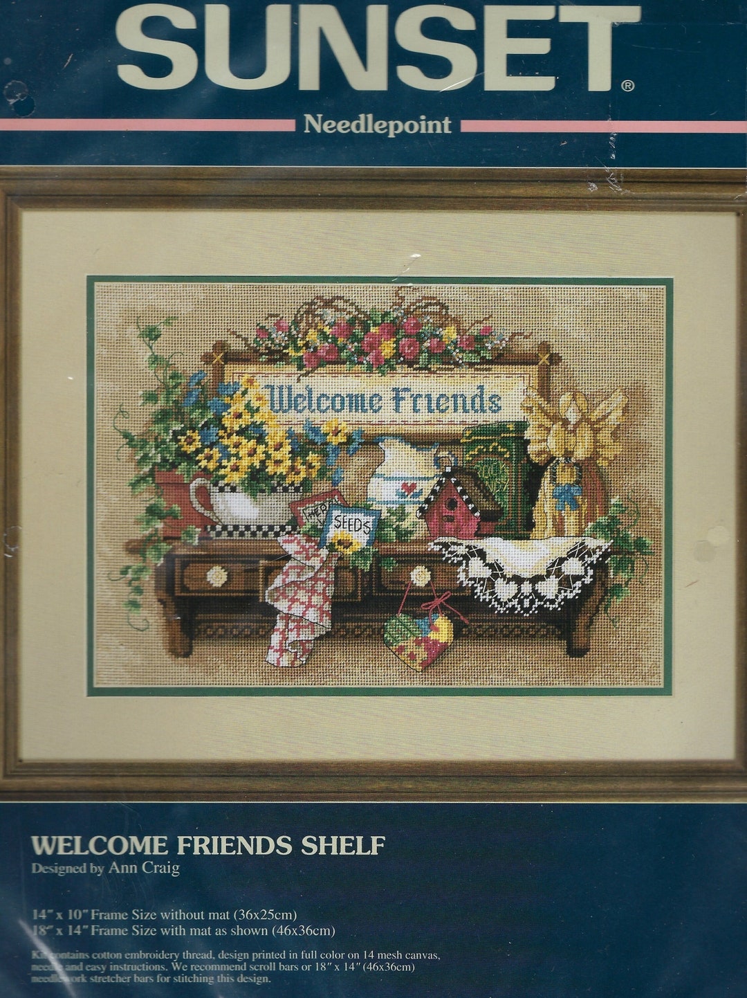 Sunset Needlepoint Kit #12127 "welcome Friends" Designed by Ann Craig ...