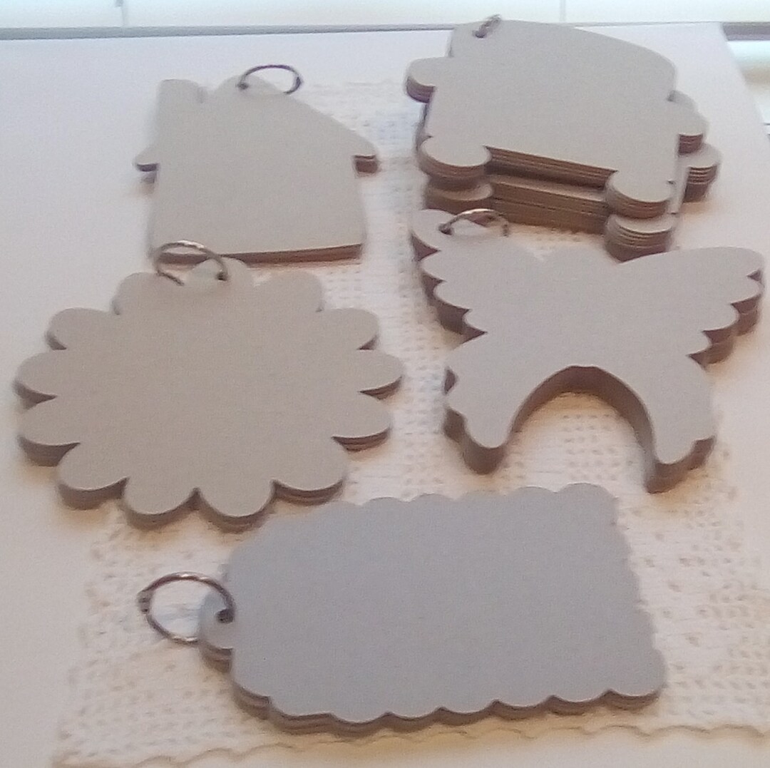Chipboard Shapes Set of 5 Designs: House, Scallop, Flower, Butterfly ...