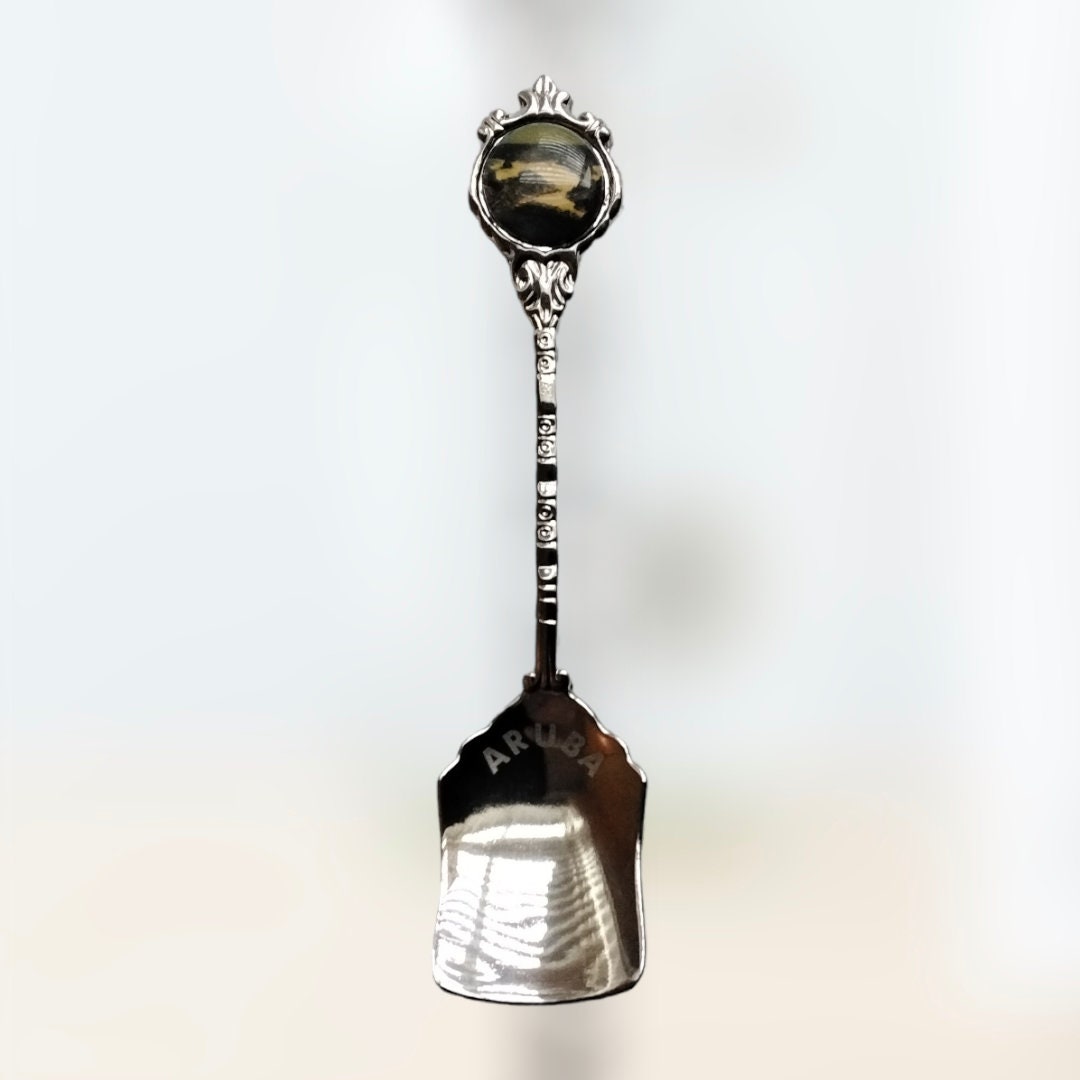 Aruba Souvenir Sugar Shovel Spoon With Enamel Finial Image of the ...