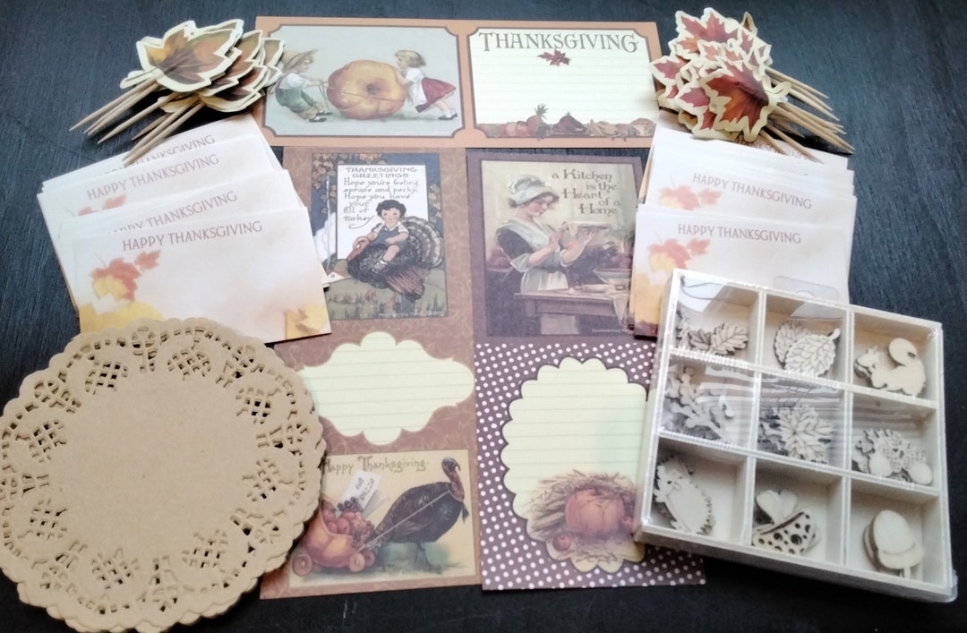 Thanksgiving Craft Pack for Table Decor, Scrapbooking, Junk Journals ...