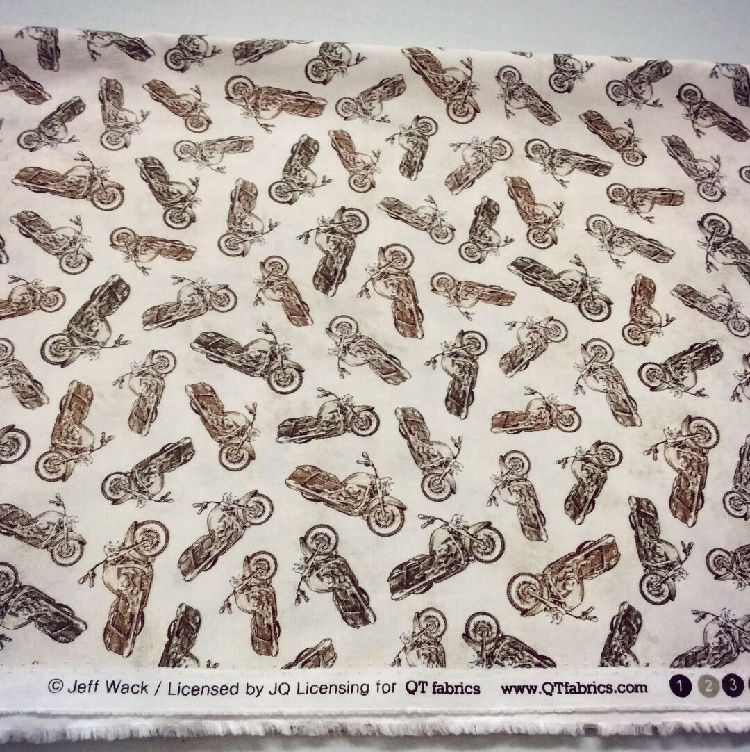 Jeff Wack Motorcycle Design Fabric Licensed for QT Fabrics 44 W X 33 L ...