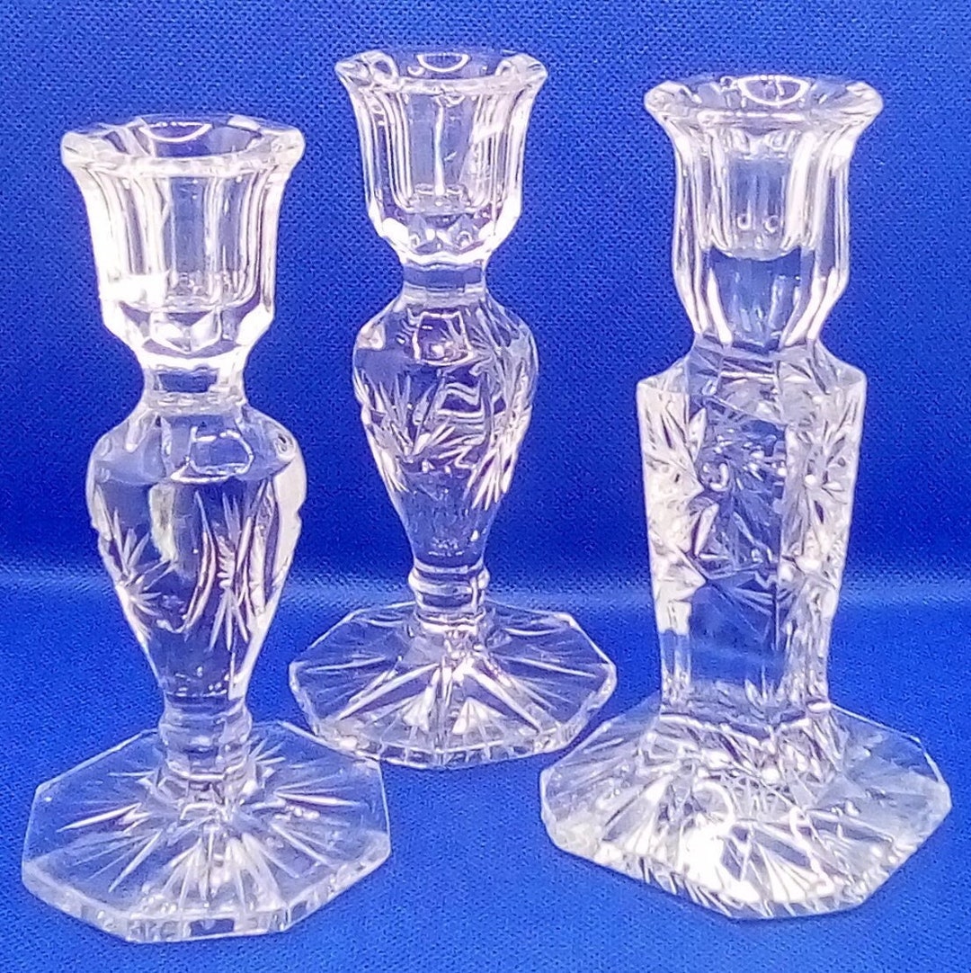 Elegant Bohemian Pinwheel Lead Crystal Candlestick Holders Set of 3 ...