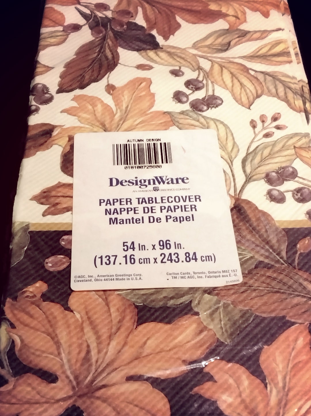 Autumn Design Paper Table Cover 1990s 54 X 96 Inches New Old Stock ...