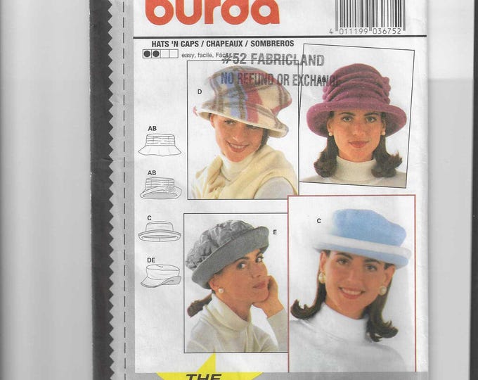 Burda Pattern 3675 Women's Hats 'N Caps Easy 4 Styles Cut and Used All ...
