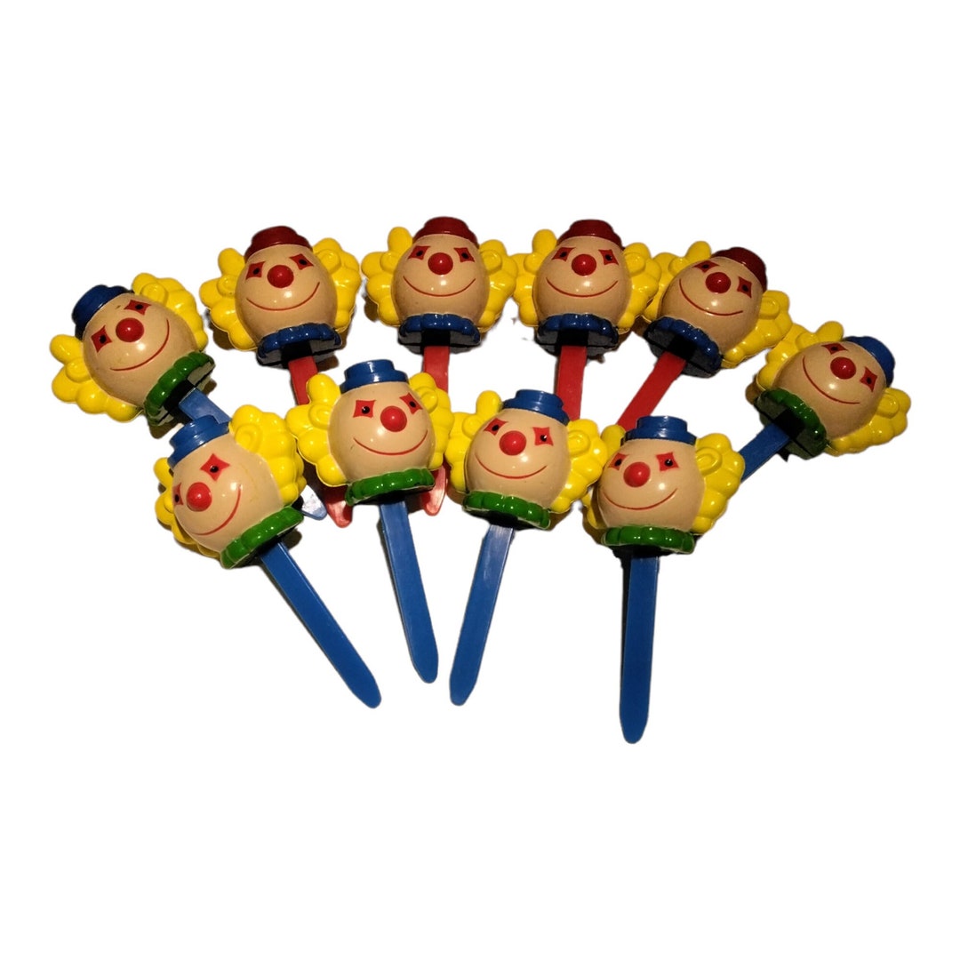 Clown Face Cake Toppers or Cup Cake Picks Pack of 10 Plastic Party ...