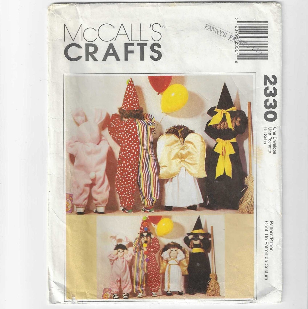 Mccall's Crafts Pattern 2330 Costumes for Dolls 24 & 36 Witch, Angel ...
