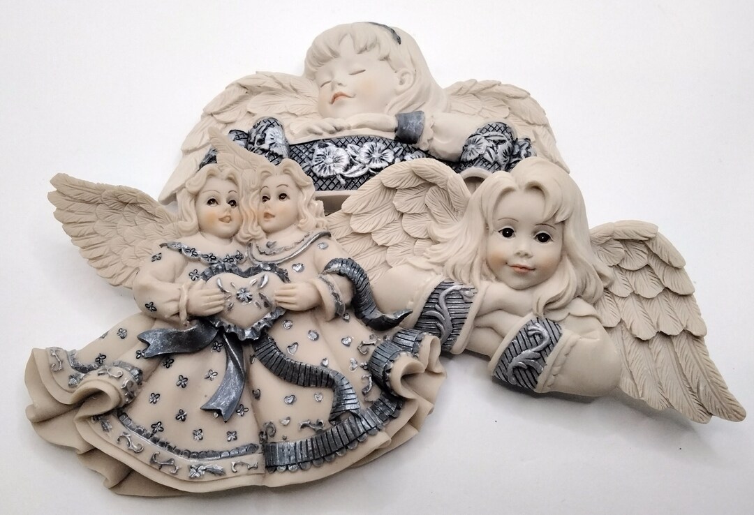 Sarah's Angels Fridge Magnets Set of 3 With Blue Trim Made of Resin Pre ...