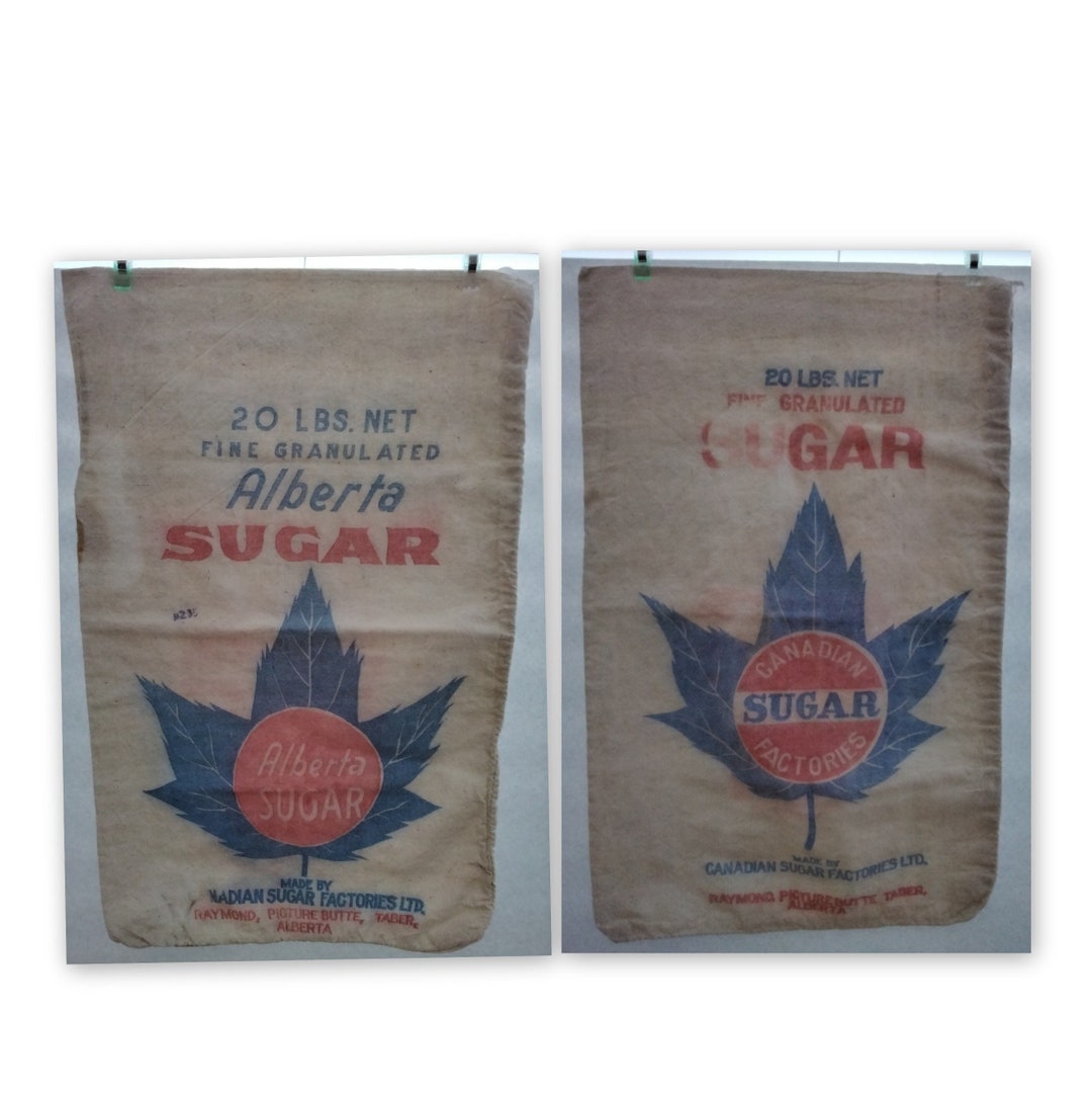 Vintage Cloth Sugar Sacks Set of 2: Alberta & Canadian Sugar 20 Pound ...