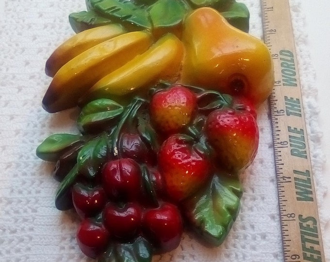 Vintage Chalkware Fruit Wall Plaque Kitchen Decor in Country Kitchen ...