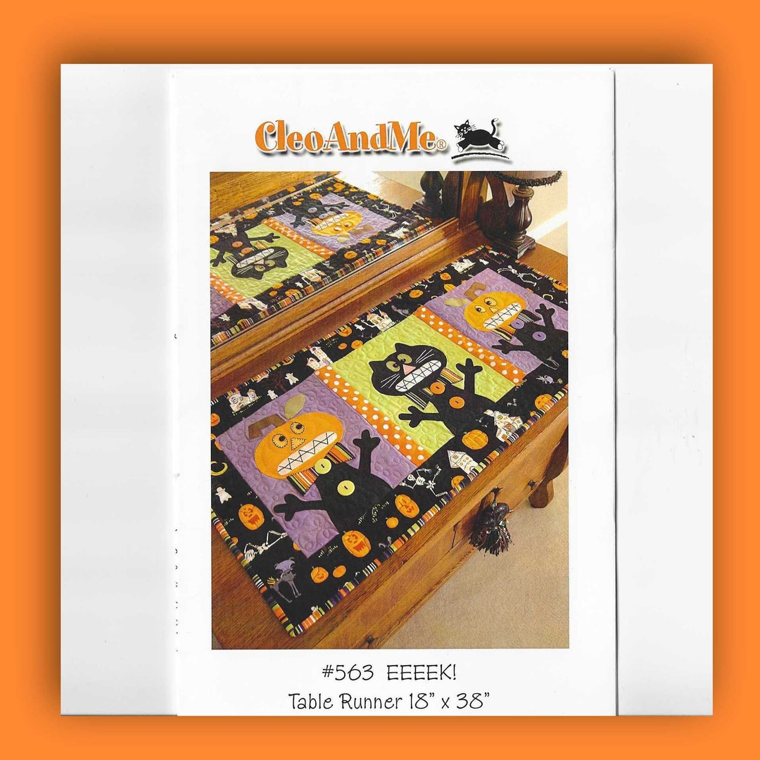 Cleo and Me Pattern 563 EEEEK Halloween Motif Table Runner 18 X 38 ...