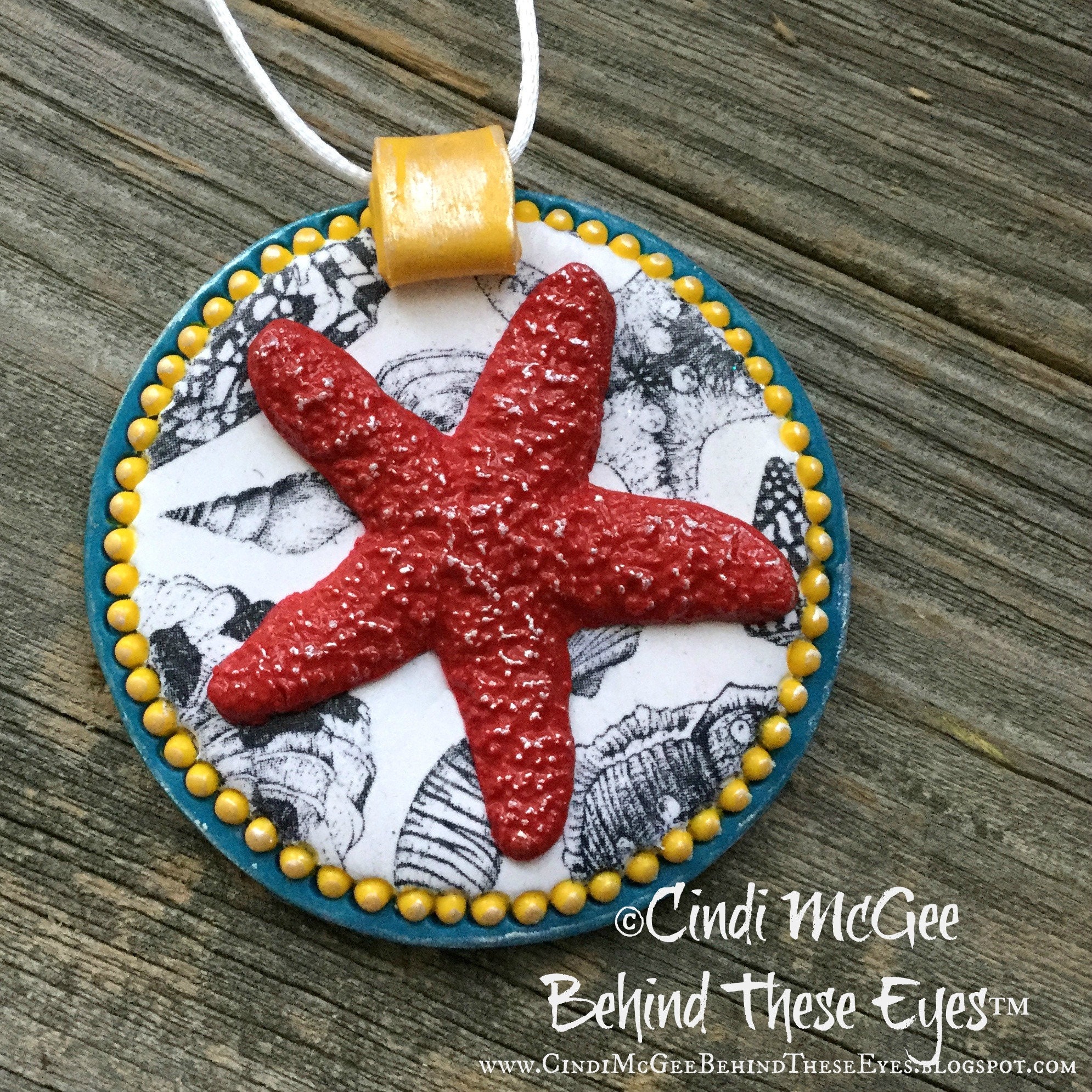Starfish, Polymer Clay Pendant, Seashells, Beach, Ocean, Summer, Sea ...