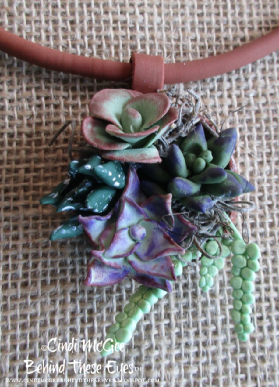 Make a Miniature Sculpted Succulent Garden Polymer Clay Pendant Online ...