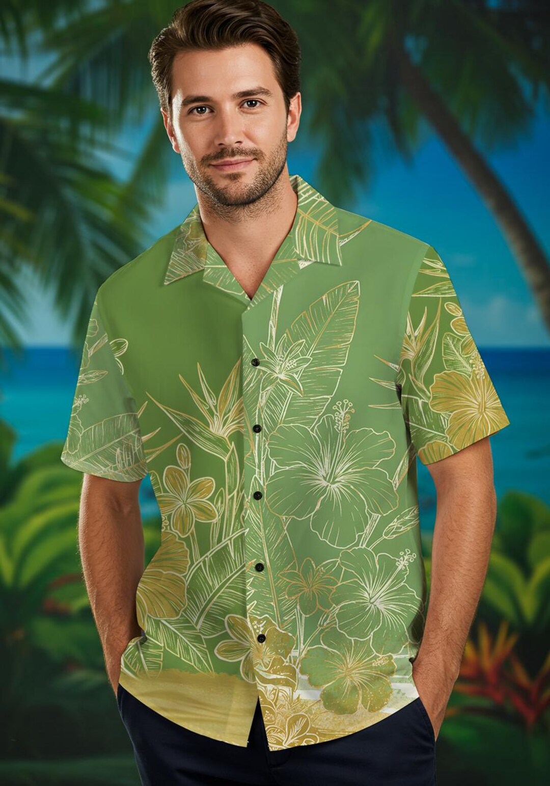 Hawaiian Shirt, Dress Floral Designer Elegant Formal Shirt Casual ...