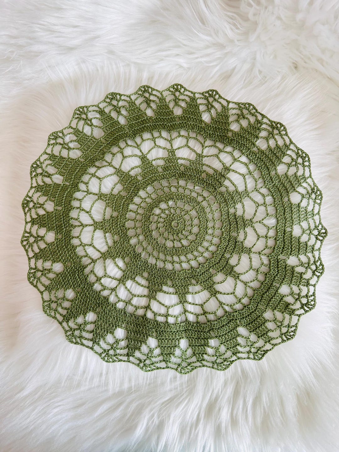 Pea Green Doily, Olive Green Doily, Table Doily, Buffet Doily, Credenza ...