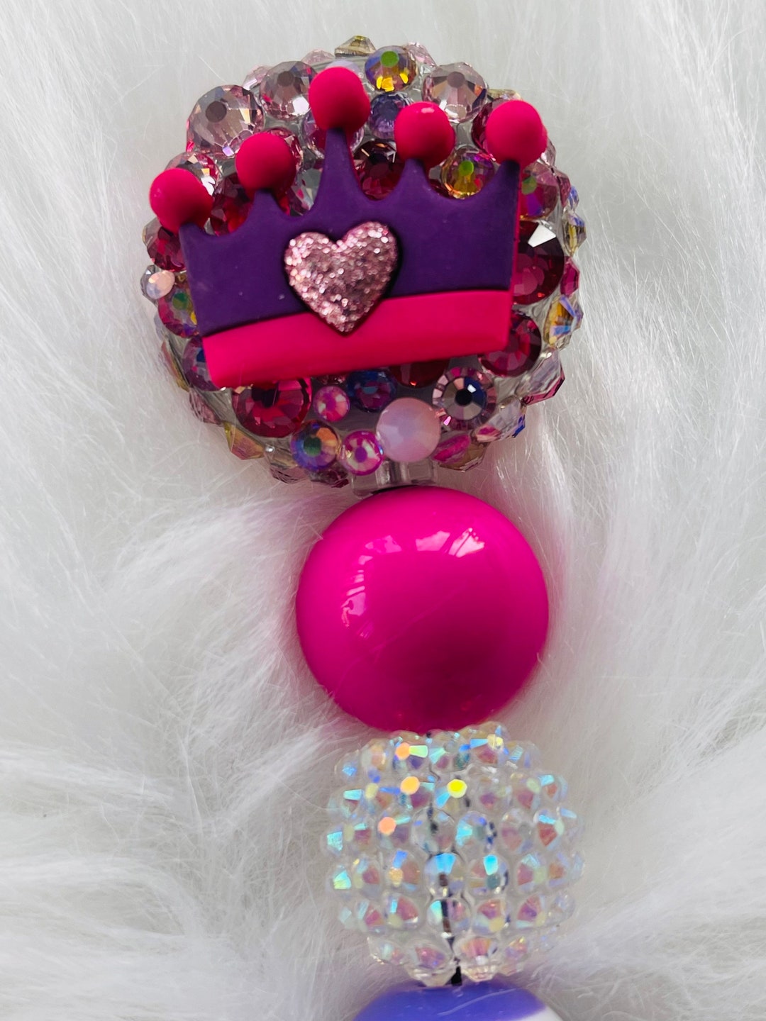 Pink and Purple Princess Badge Reel, Crown Retractable Badge Reel, Pink ...