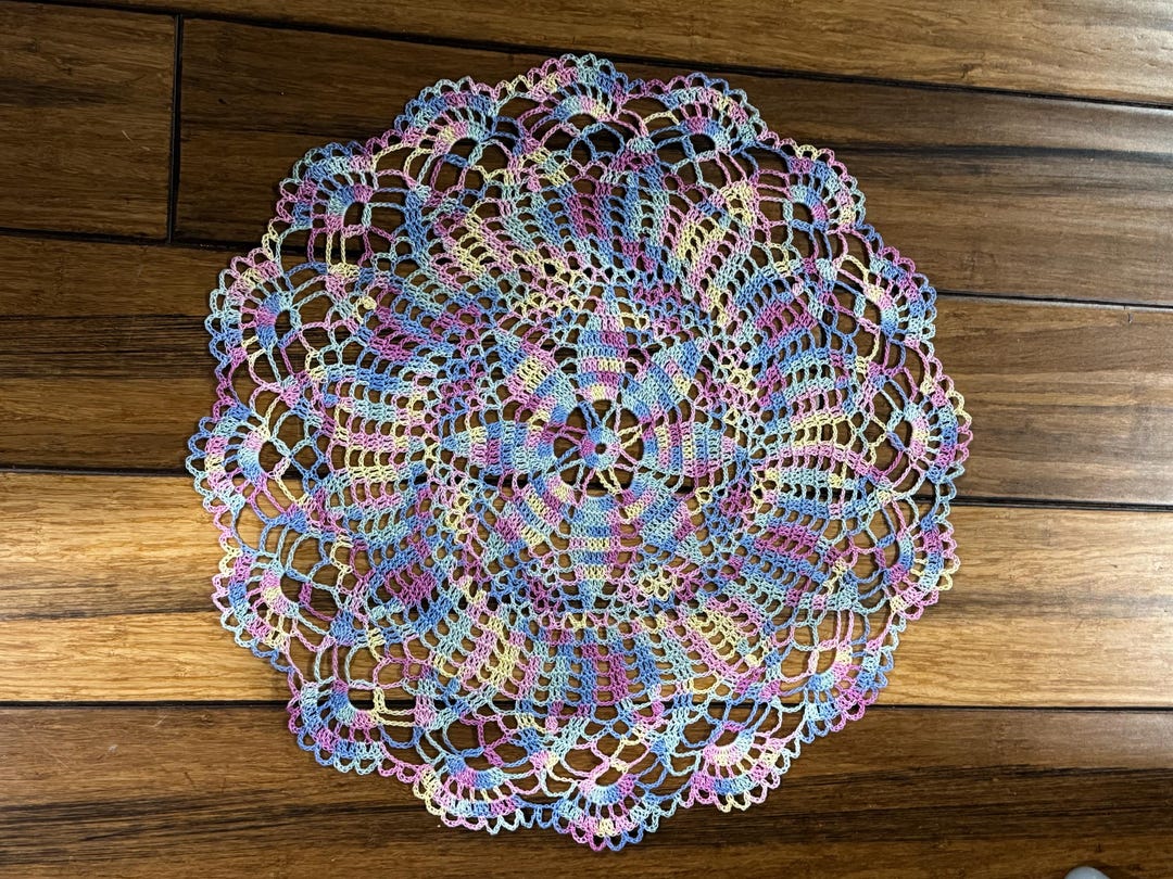 Variegated Doily, Pastel Doily, Spring Doily, Easter Doily, Centerpiece ...