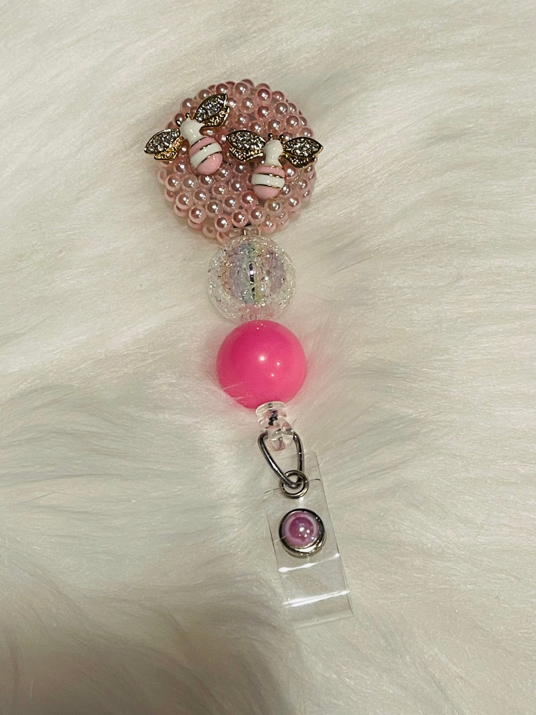 Pink Bumblebee Rhinestone Retractable Badge Reel – Name Tag Holder - Etsy