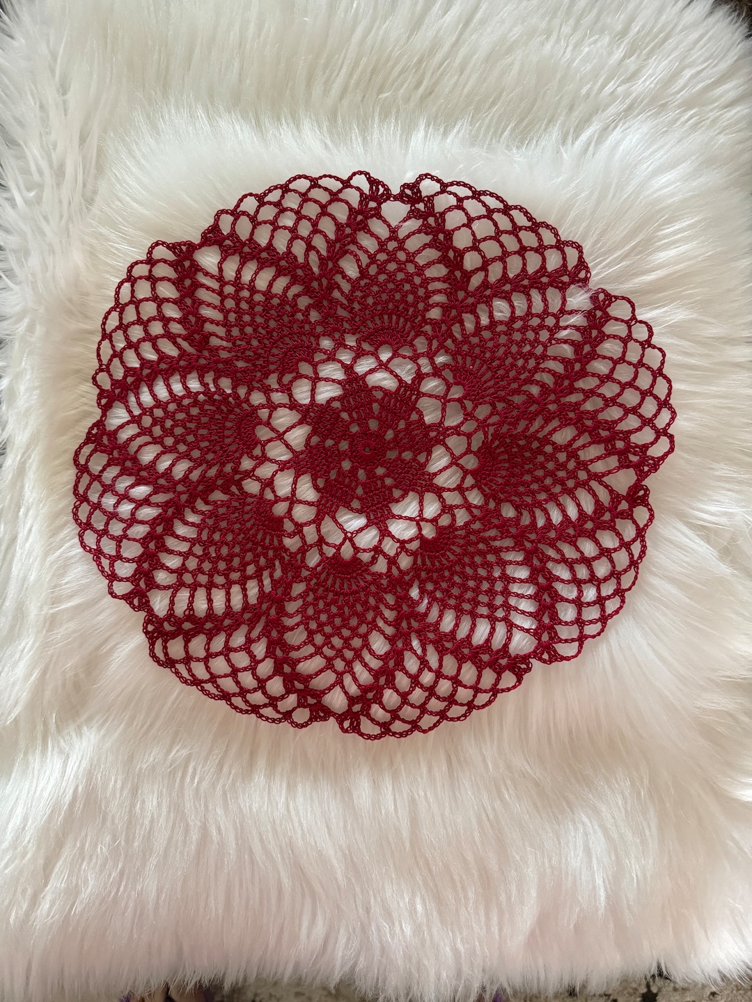 Cardinal Red Doily, Red Doily, Christmas Doily, Wedding Reception Doily ...