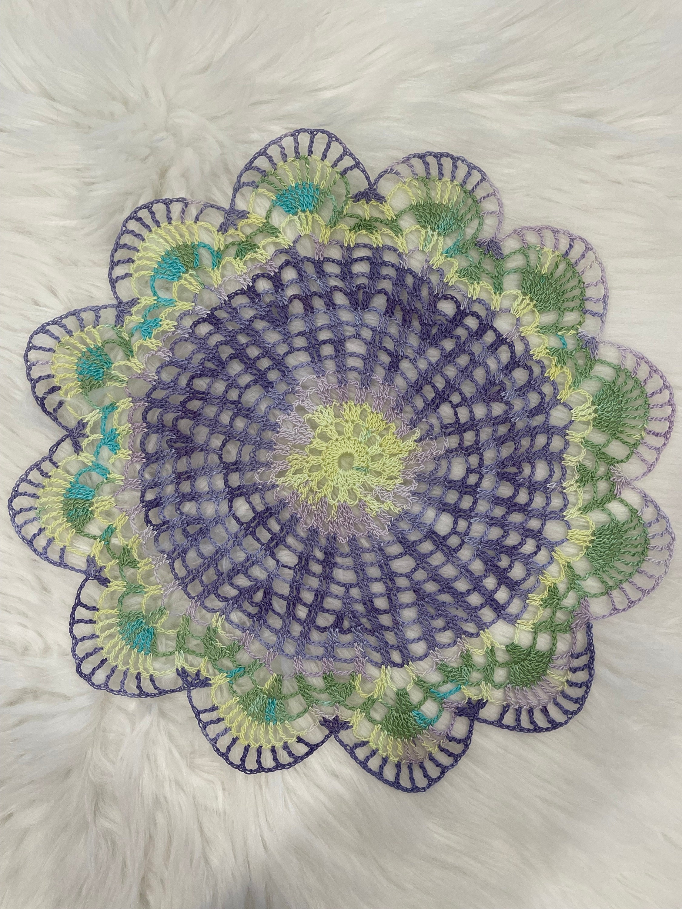 Variegated Doily, Purple Doily, Tie Dye Doily, Spring Doily, Summer ...
