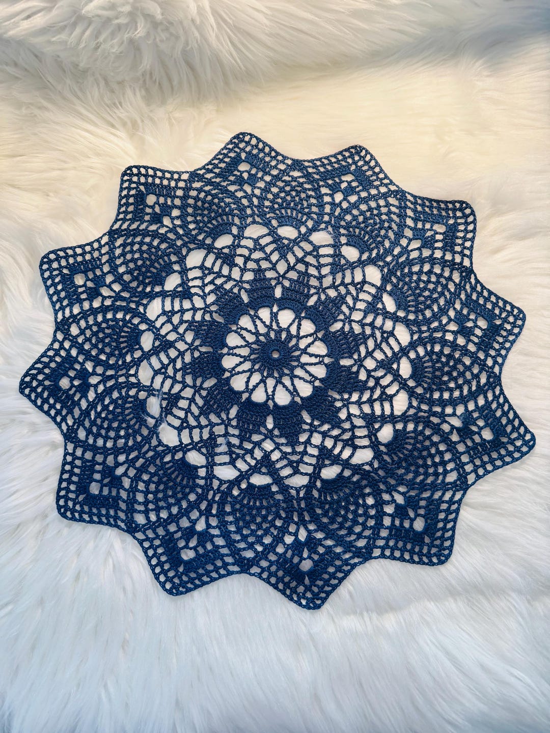 Navy Blue Doily, Blue Doily, Centerpiece Doily, Buffet Doily, Credenza ...