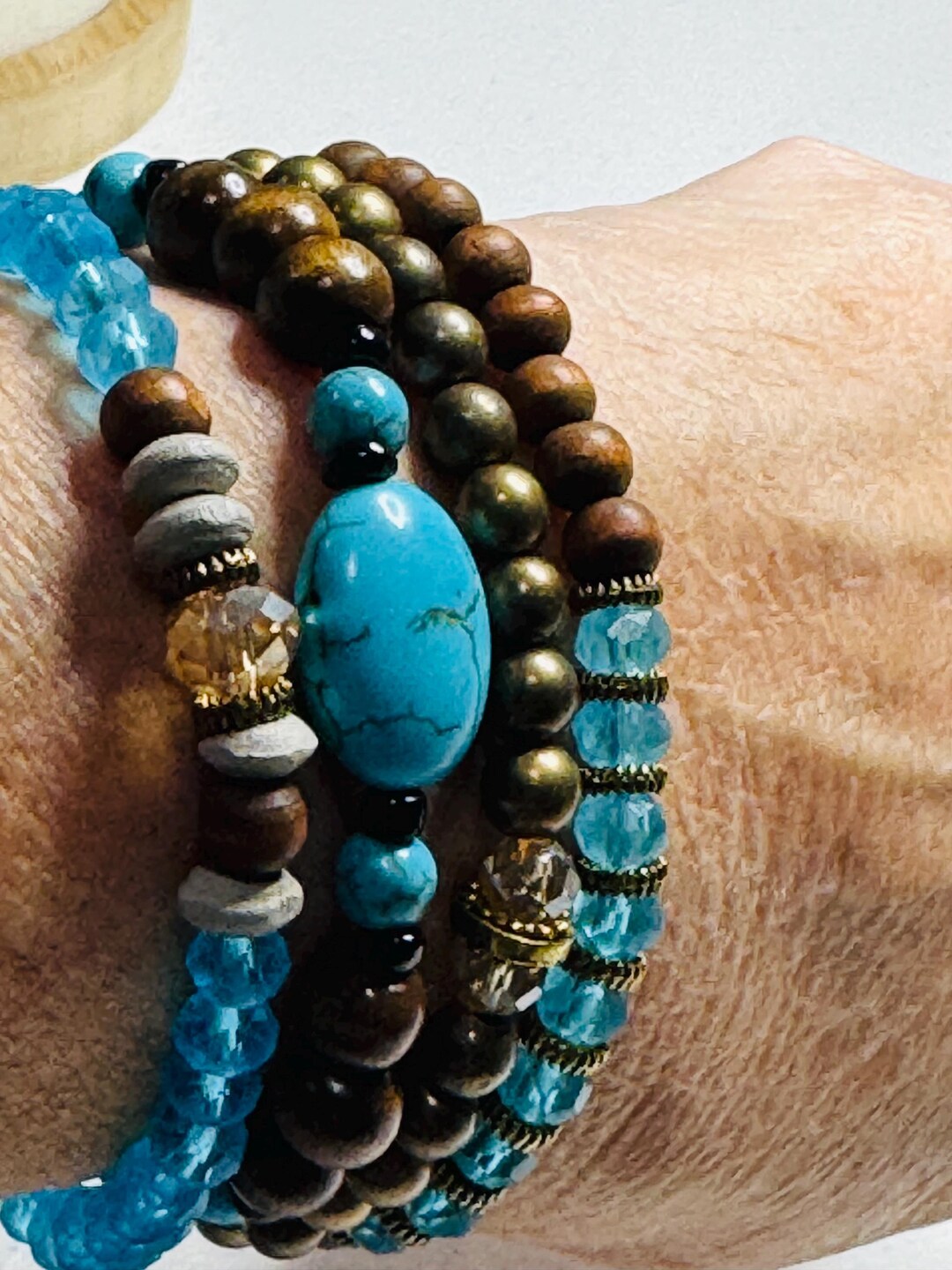 Wagnerite Beaded Bracelet, Western Bracelet, Faux Turquoise Bracelet ...