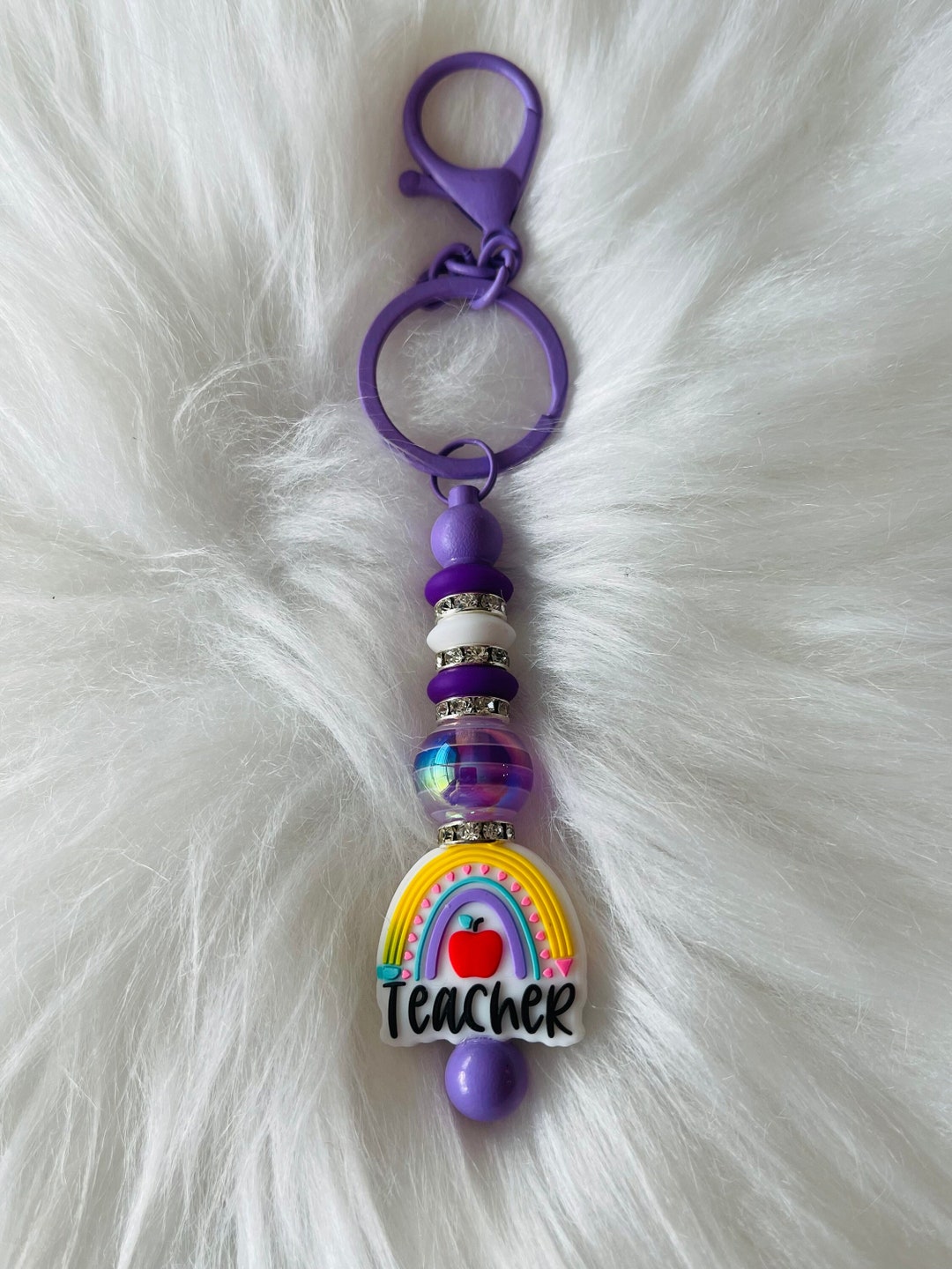 Teacher Keyring, Teacher Appreciation Gift, Beaded Keychain - Etsy