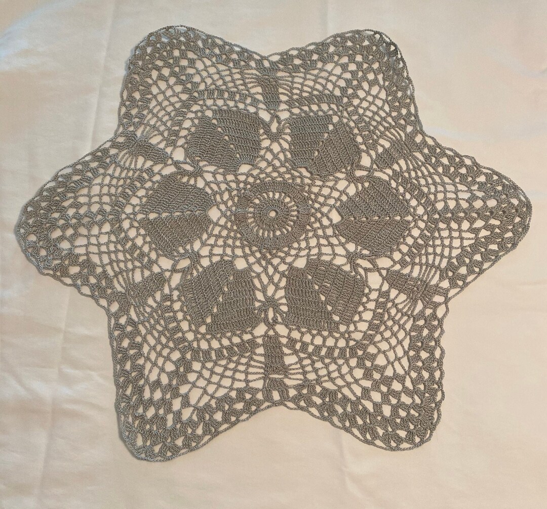 Hand Crocheted Doily, Silver With Metallic Thread, 25 Inch. - Etsy