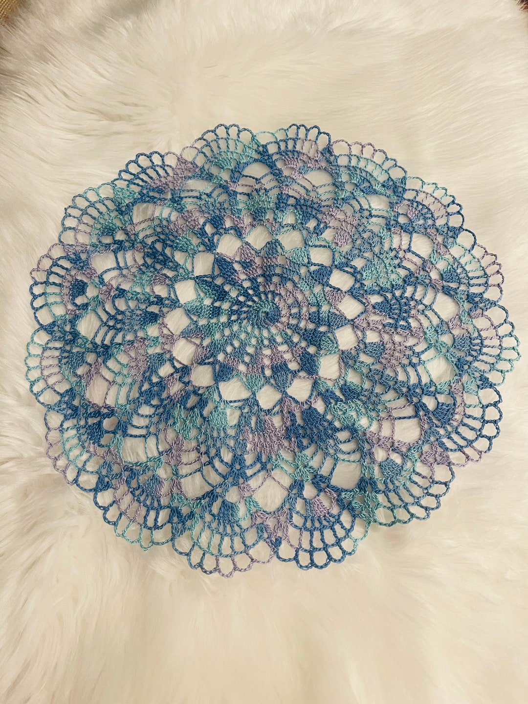 Variegated Doily, Blue Doily, Ocean Doily. - Etsy
