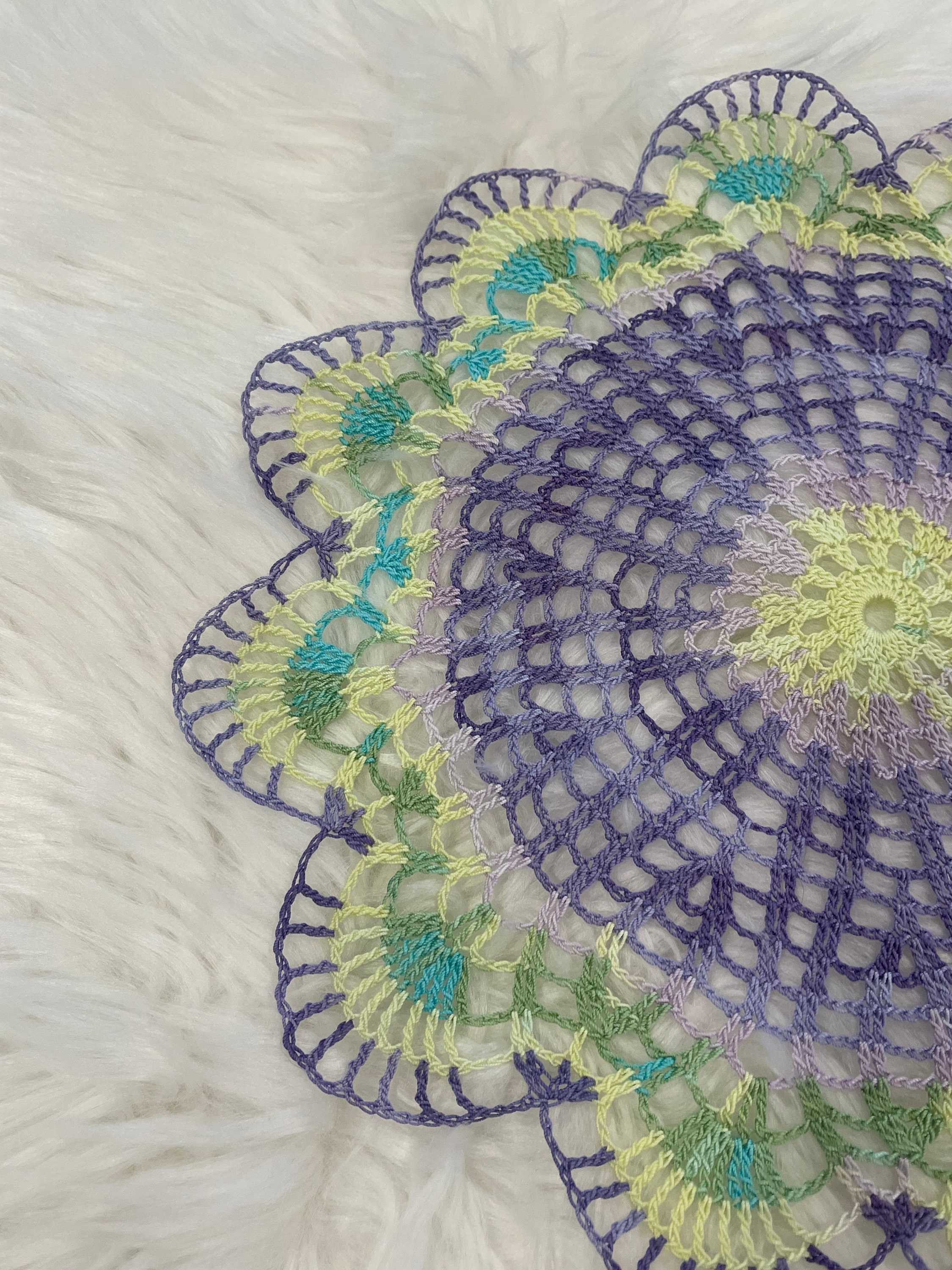 Variegated Doily, Purple Doily, Tie Dye Doily, Spring Doily, Summer ...