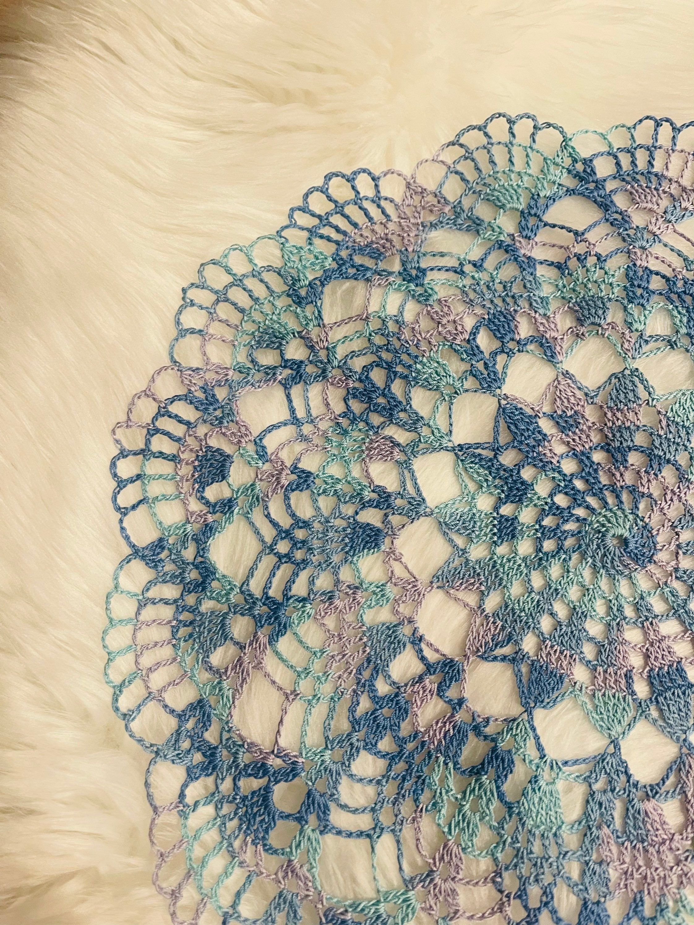 Variegated Doily, Blue Doily, Ocean Doily. - Etsy